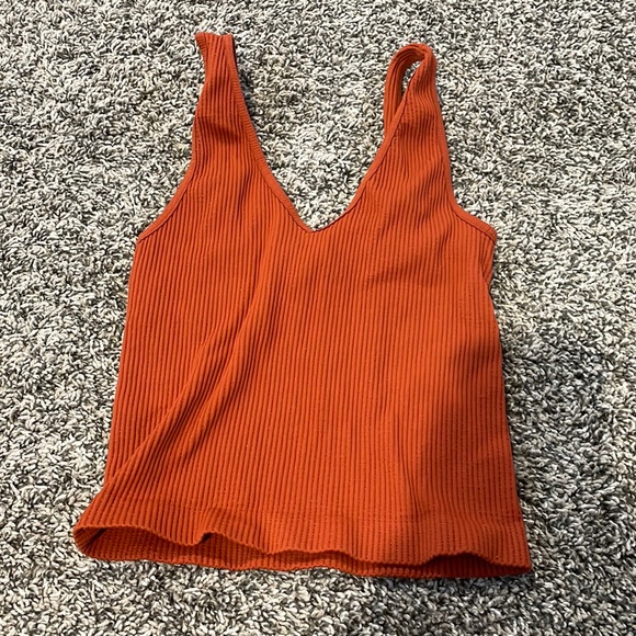Free People | Tops | Free People Ribbed Tank Orange | Poshmark